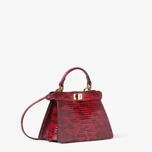 Fendi Peekaboo Iseeu Petite Dark Red Lizard Leather Bag